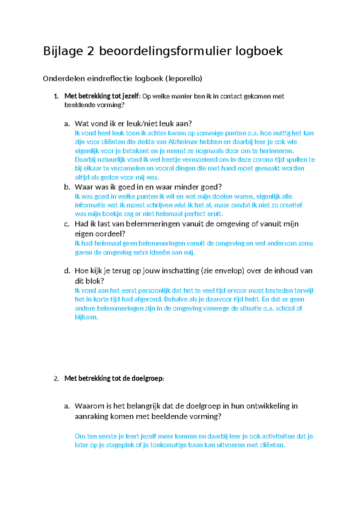 Reflectieverslag Kdet[ 54] - Bijlage 2 beoordelingsformulier logboek ...