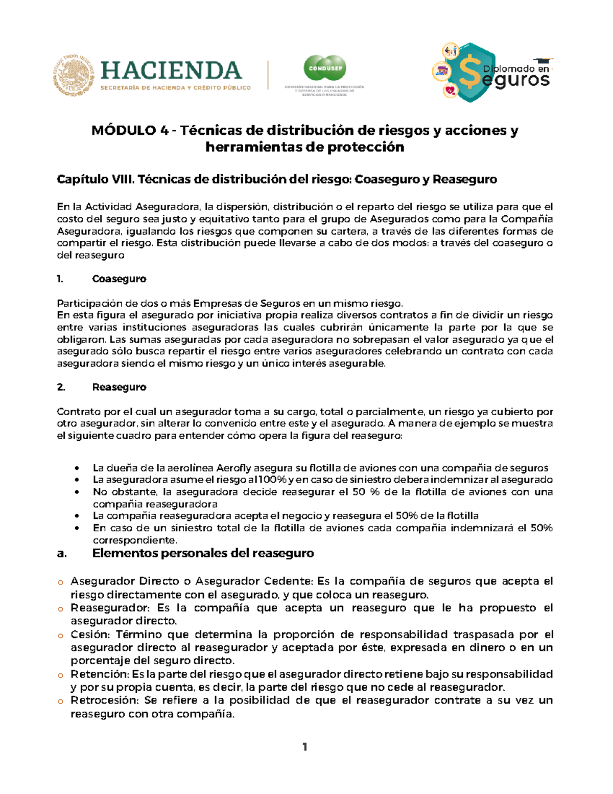 M4 - Modulo 4 de seguros - M”DULO 4 - TÈcnicas de distribuciÛn de riesgos y acciones y ...