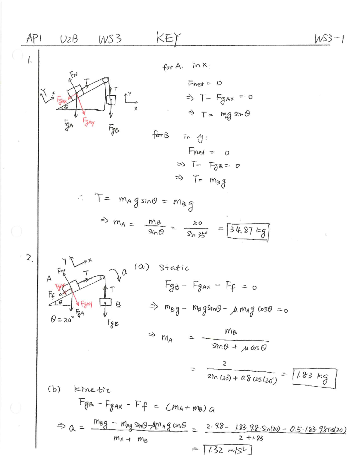 Unit 2b Worksheet 3 Key - PHYS 103 - Studocu
