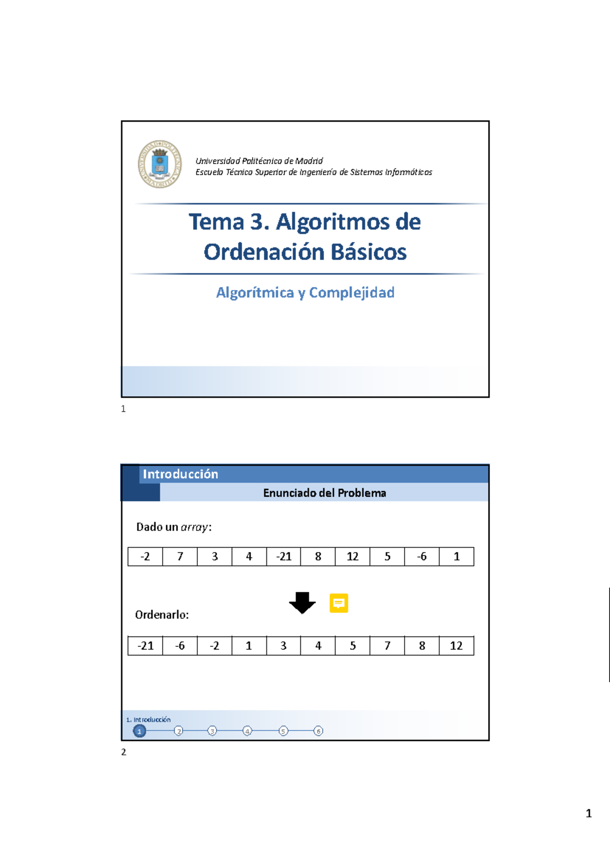 Tema 3. Algoritmos de Ordenación Básicos - Tema 3. Algoritmos de ...
