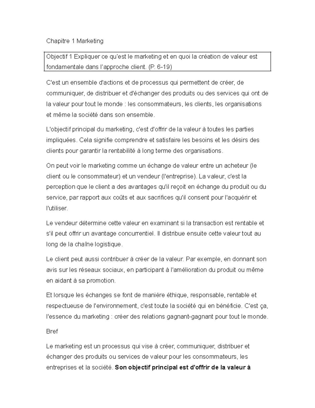 Chapitre 1 marketing - Chapitre 1 Marketing Objectif 1 Expliquer ce qu’est le marketing et en ...