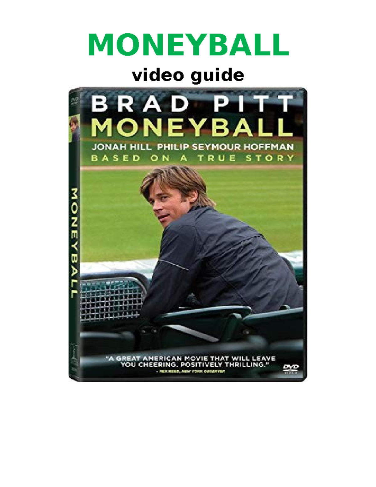 Moneyballmovie Viewing Guidewithanswerkey Economics-1 - MONEYBALL video ...