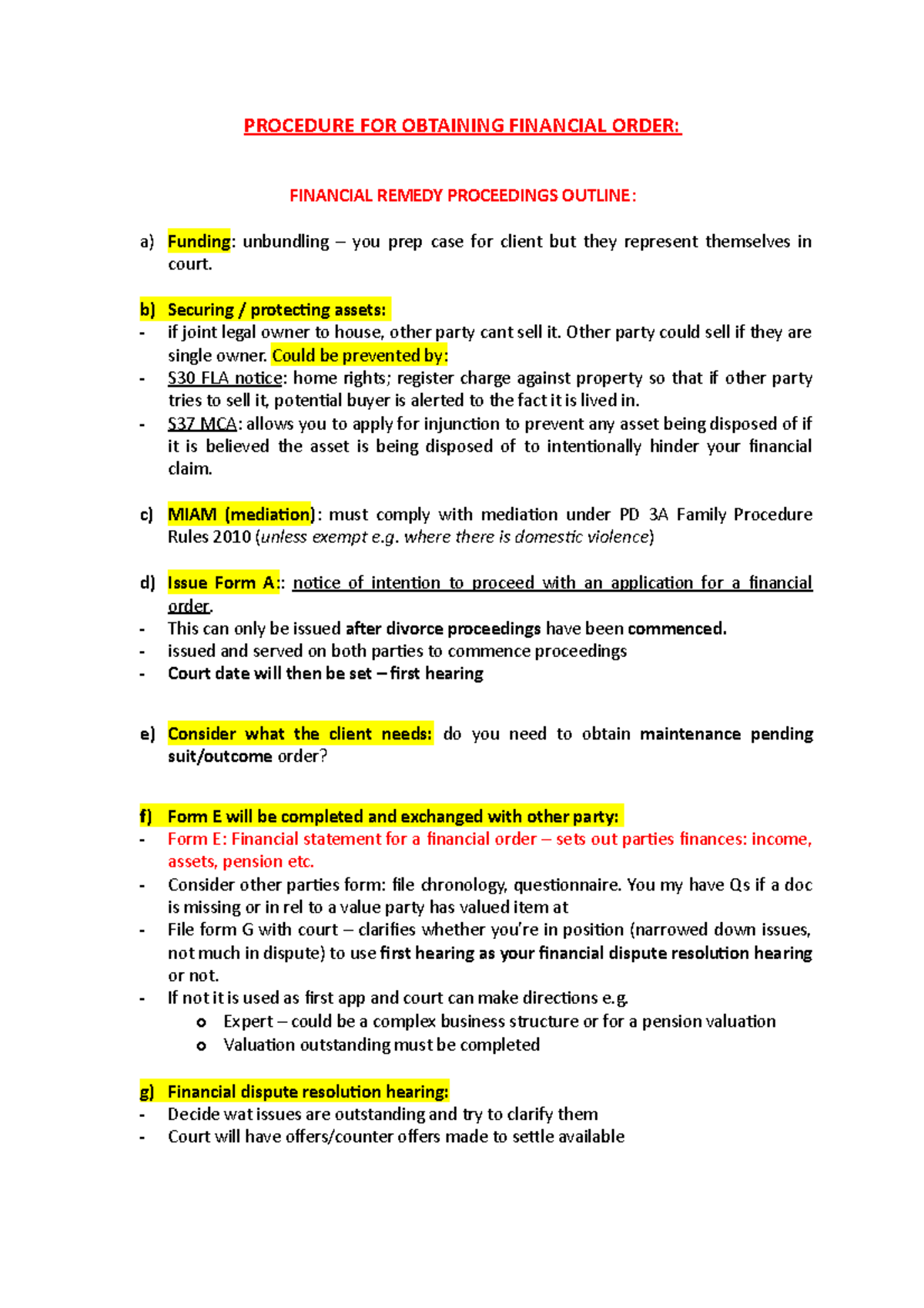 Procedure for obtaining order - PROCEDURE FOR OBTAINING FINANCIAL ORDER ...