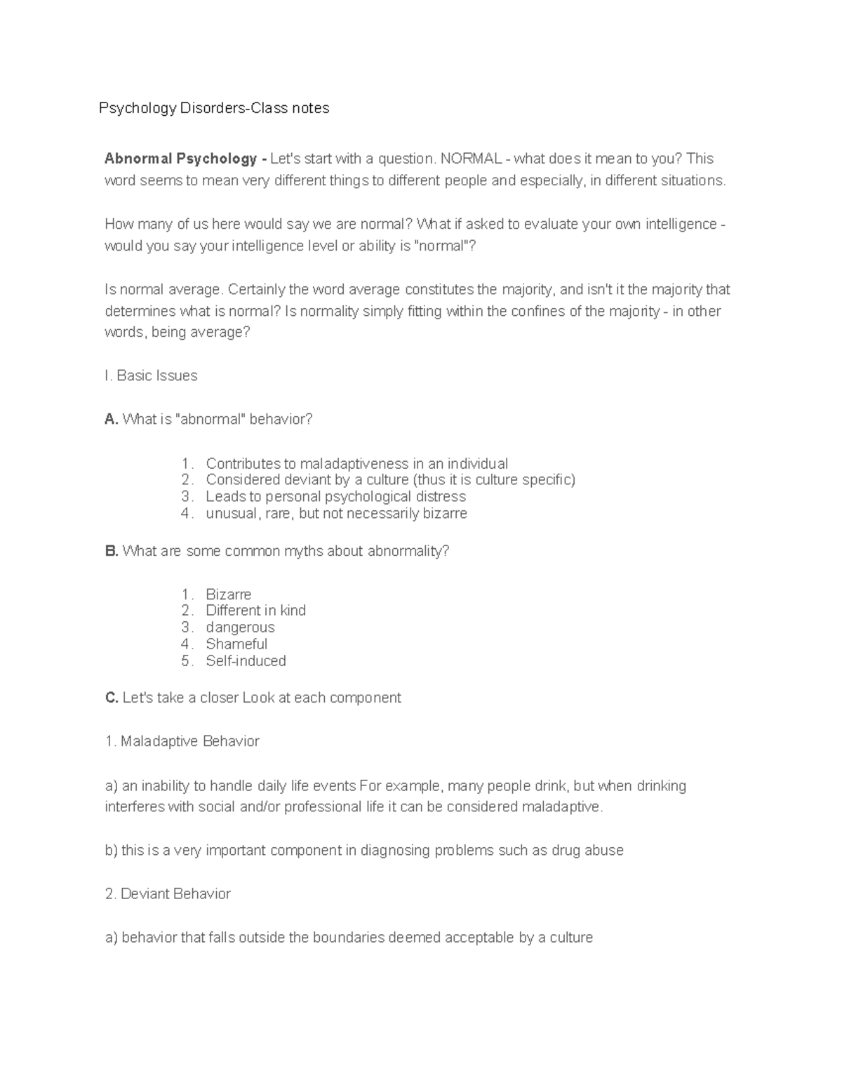 Psychology Disorders-Class notes - Psychology Disorders-Class notes ...
