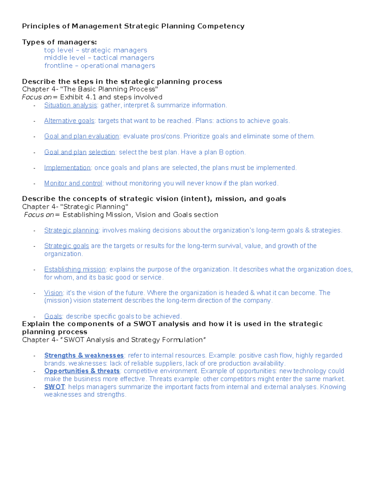 C483 Study Guide Questions - Principles of Management Strategic ...