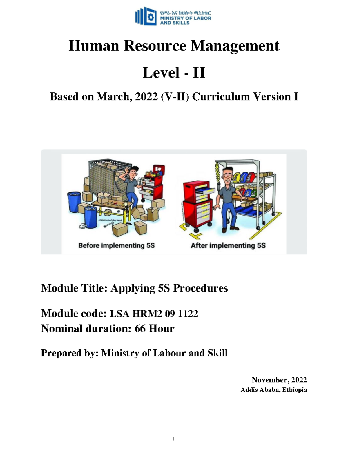 Mo9-Apply 5S procedure - I Human Resource Management Level - II Based on March, 2022 (V-II ...