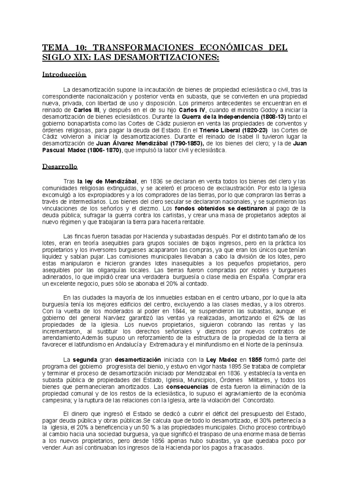 TEMA 10 Transformaciones Economicas DEL Siglo XIX LAS Desamortizaciones - TEMA 10 ...