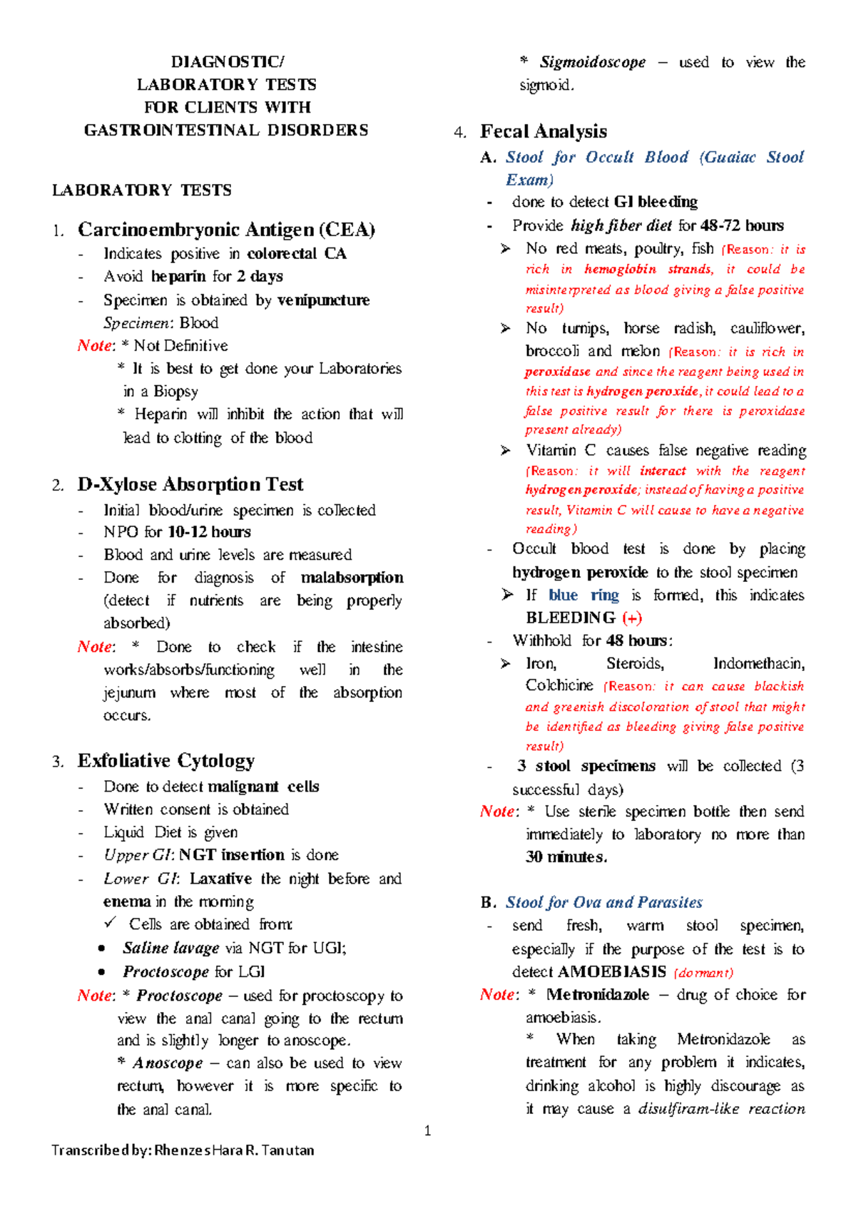 GASTRO-DIAGNOSTIC-TEST - 1 DIAGNOSTIC/ LABORATORY TESTS FOR CLIENTS ...