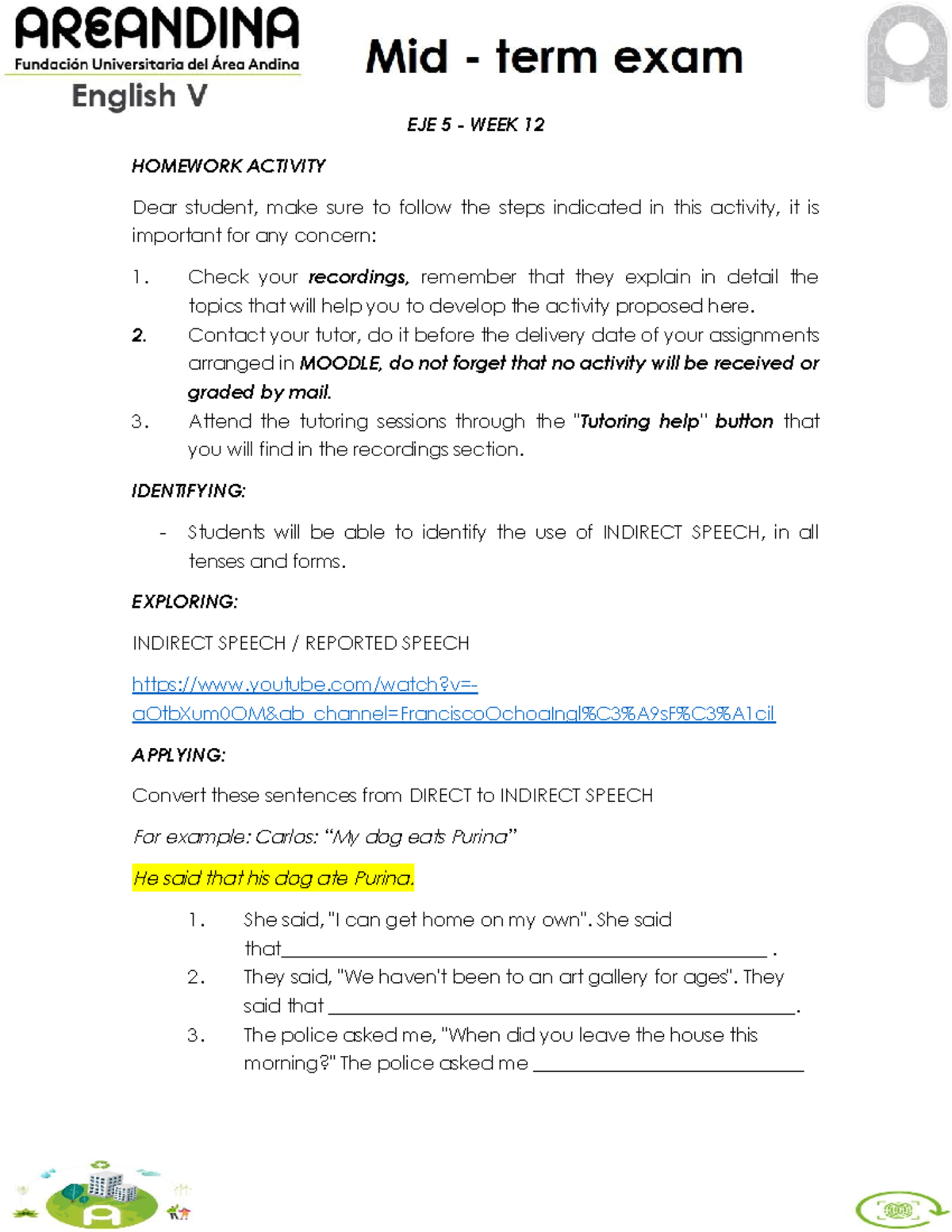 English 5 - EJE 5 - Week 12 - EJE 5 - WEEK 12 HOMEWORK ACTIVITY Dear ...