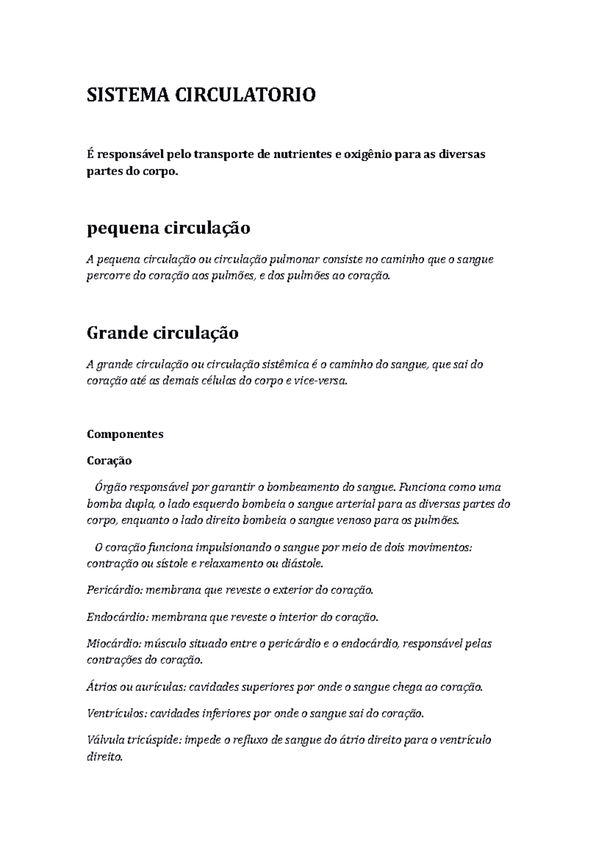 Sistema Circulatorio - SISTEMA CIRCULATORIO É responsável pelo ...