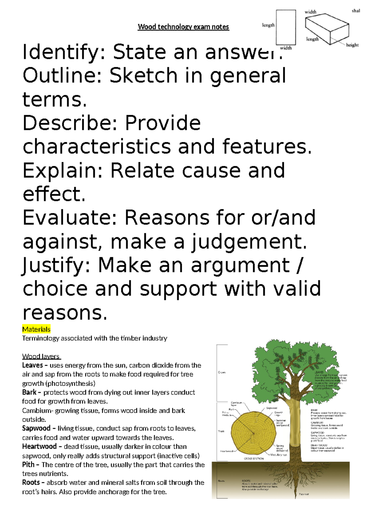 Wood technology exam notes HSC - Wood technology exam notes Identify ...