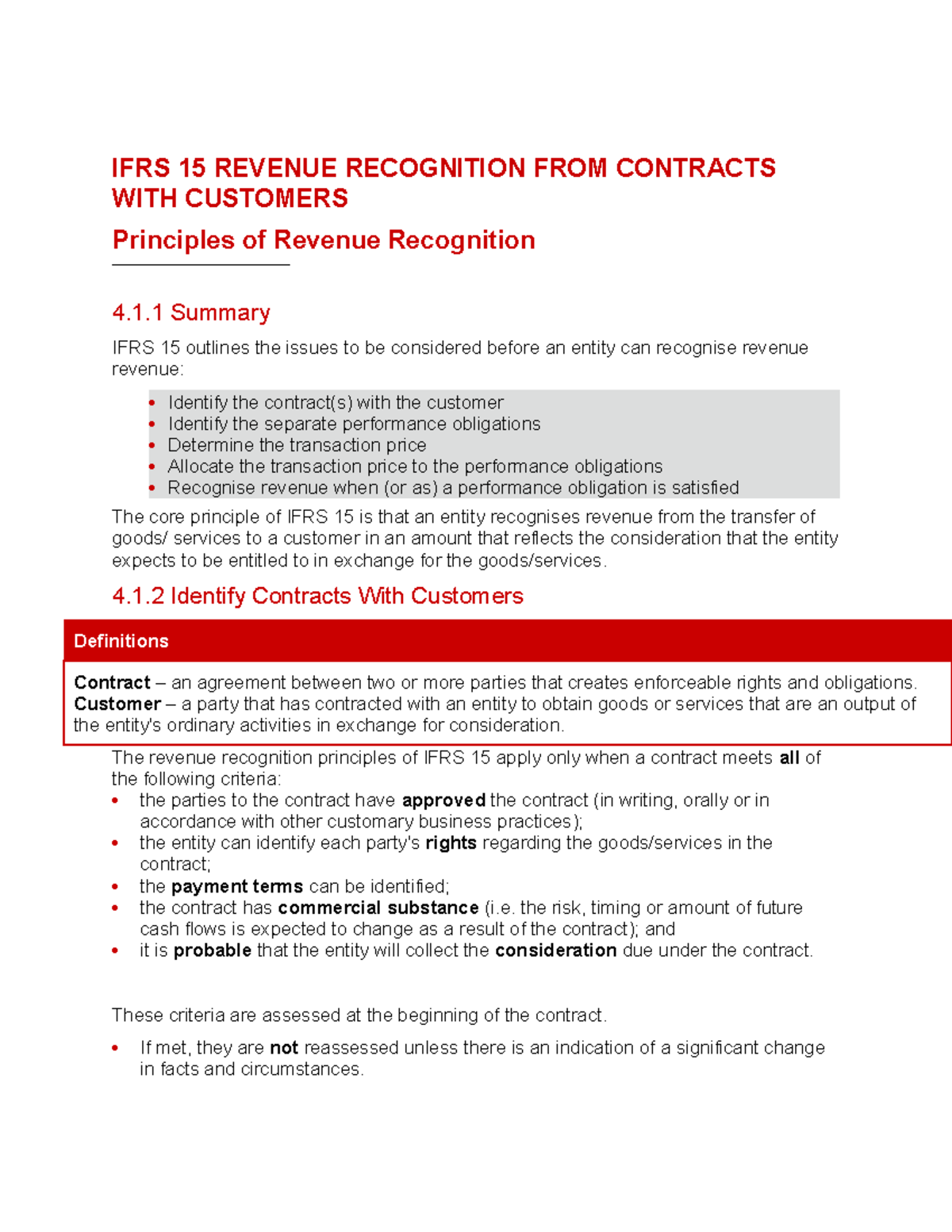 IFRS 15 Revenue Recognition FROM Contracts WITH Customers - IFRS 15 REVENUE RECOGNITION FROM ...