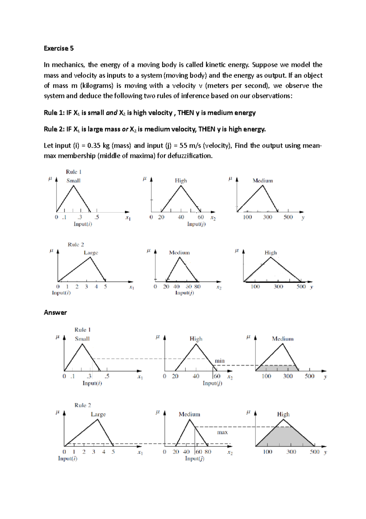 Question Tutorial Fuzzy Logic - Exercise 5 In mechanics, the energy of ...
