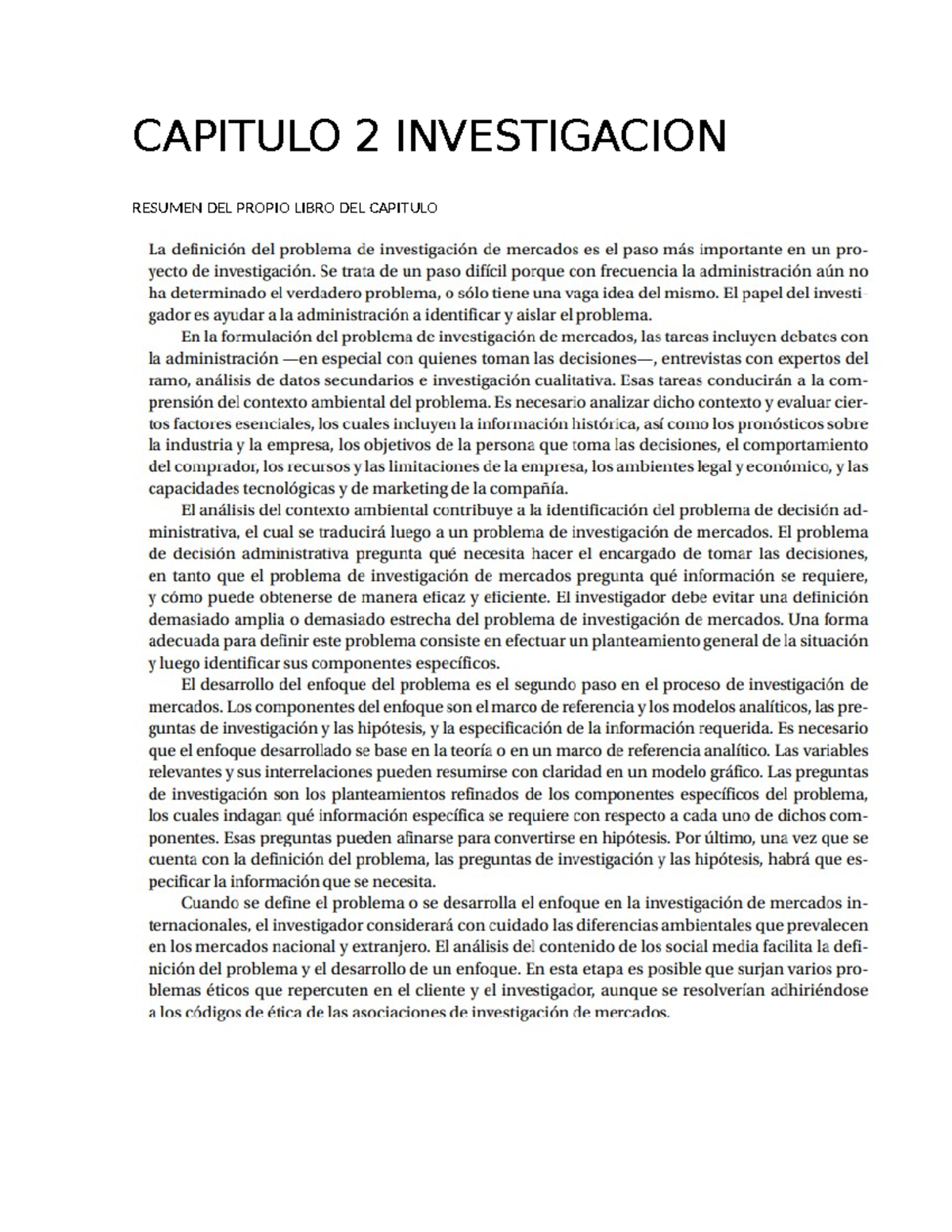 Capitulo 2 Investigacion - CAPITULO 2 INVESTIGACION RESUMEN DEL PROPIO ...