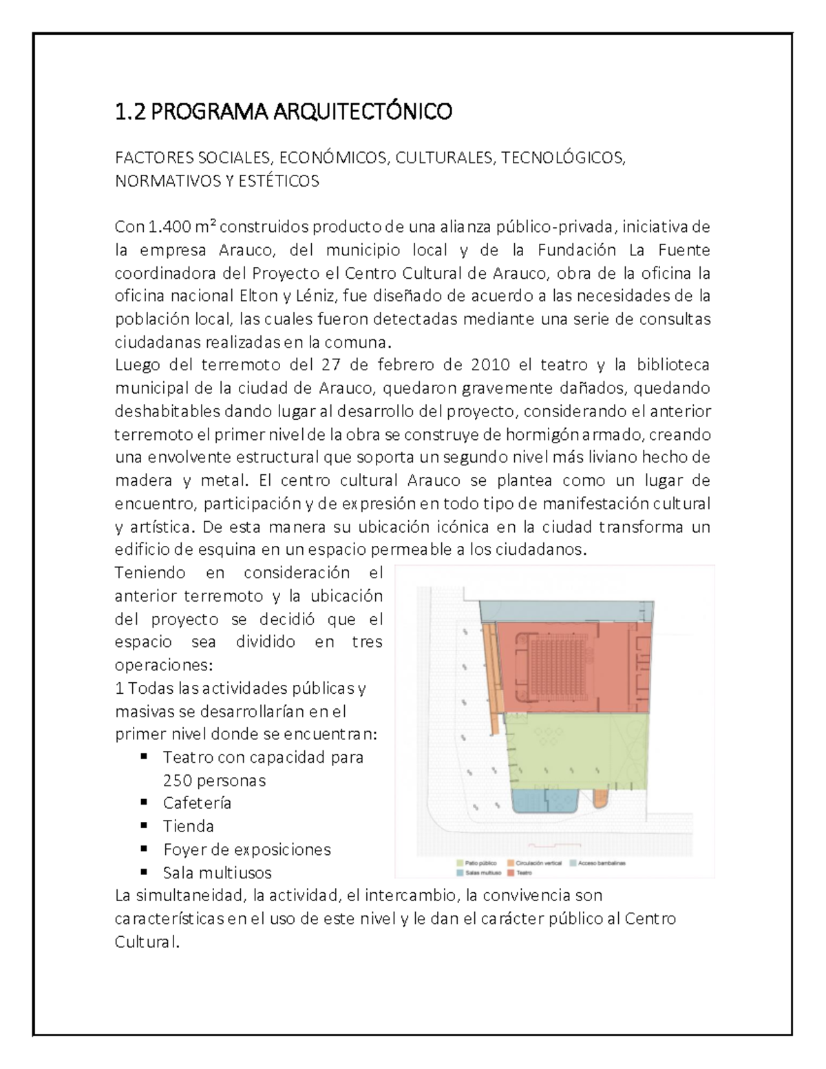 Extra Analisis DE Edificios Entrega - 1. 2 PROGRAMA ARQUITECT”NICO FACTORES SOCIALES, ECON”MICOS ...