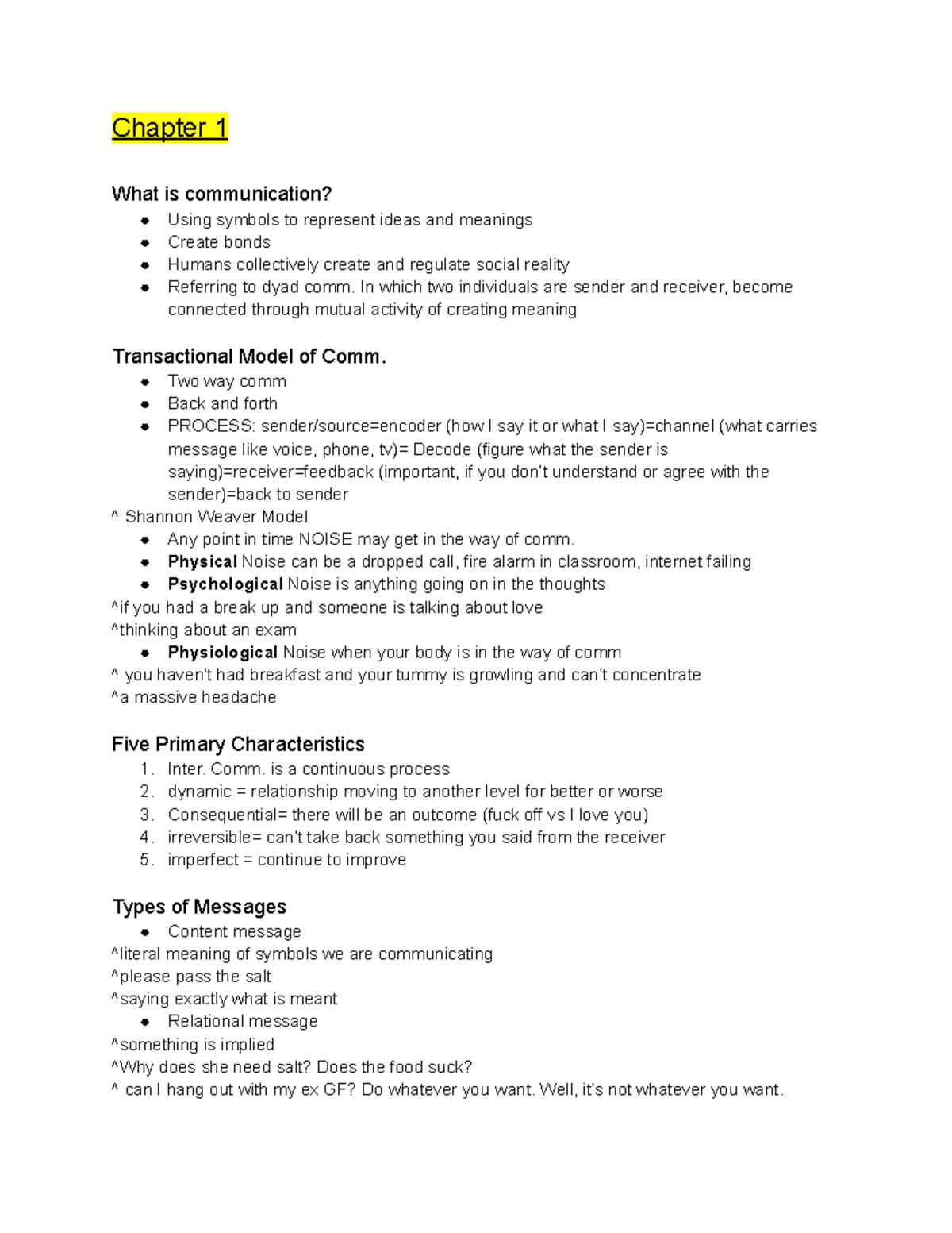Interpersonal Communication Chapters 1-5 - Chapter 1 What is ...