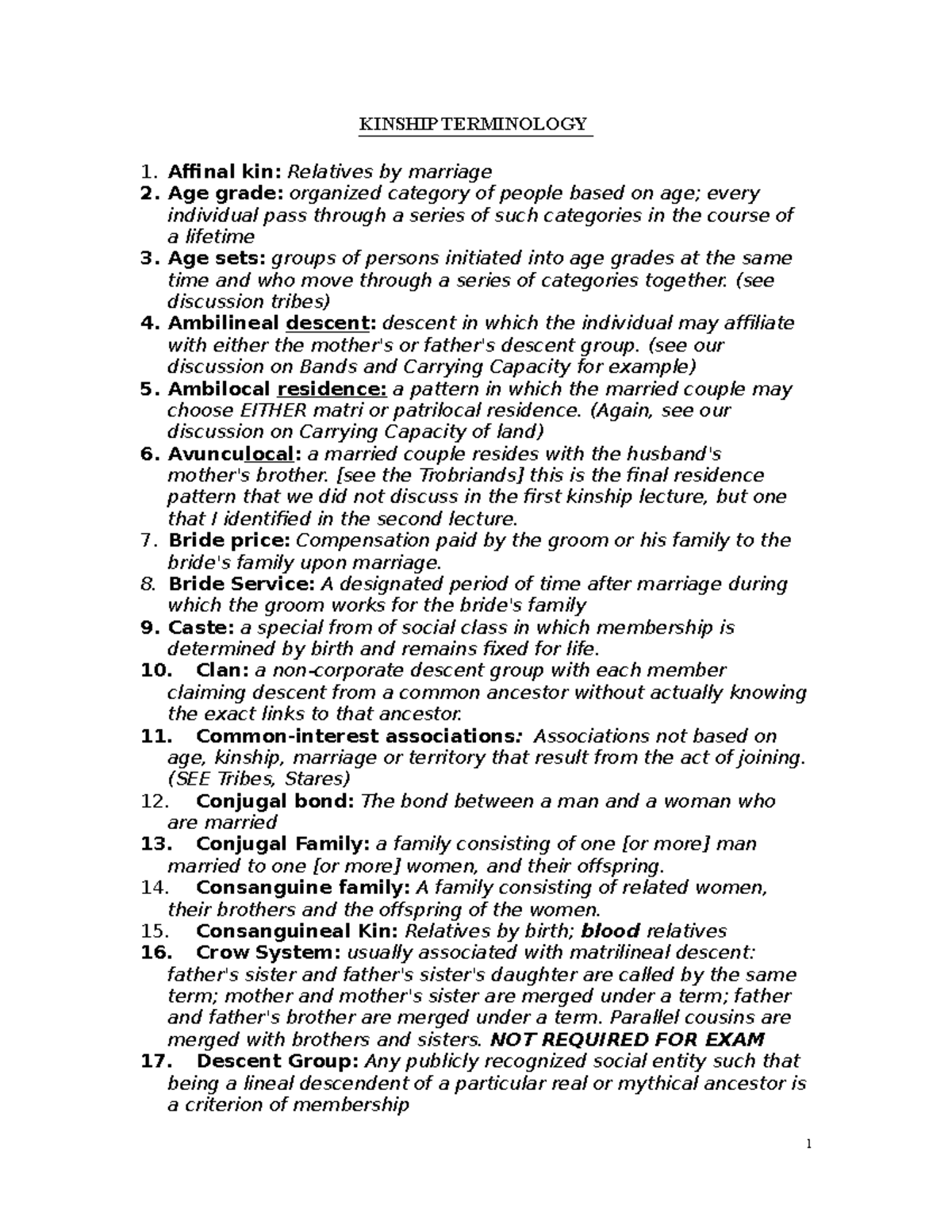 Kinship Terminology and concepts study guide - KINSHIP TERMINOLOGY ...