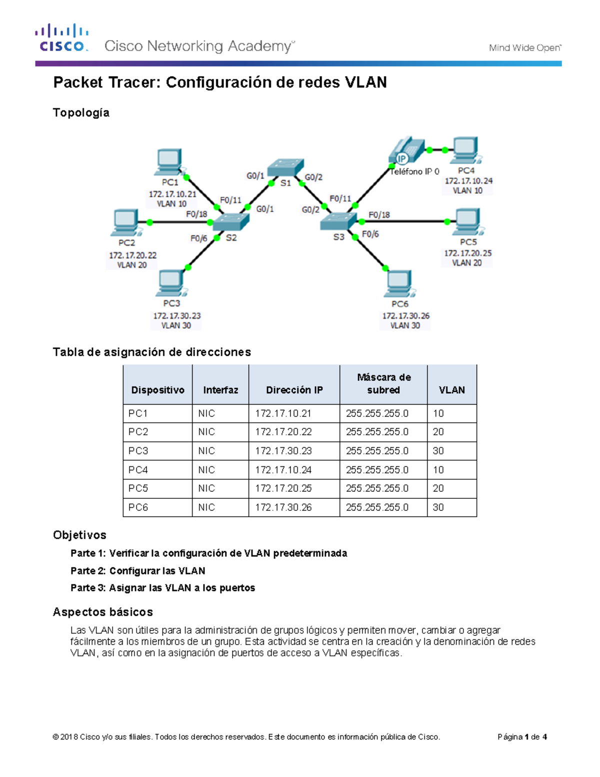3.2.1.7 Resuelto - Topología Tabla de asignación de direcciones Dispositivo Interfaz Dirección ...