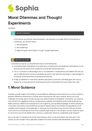 Moral dilemmas and thought experiments - Moral Dilemmas and Thought ...