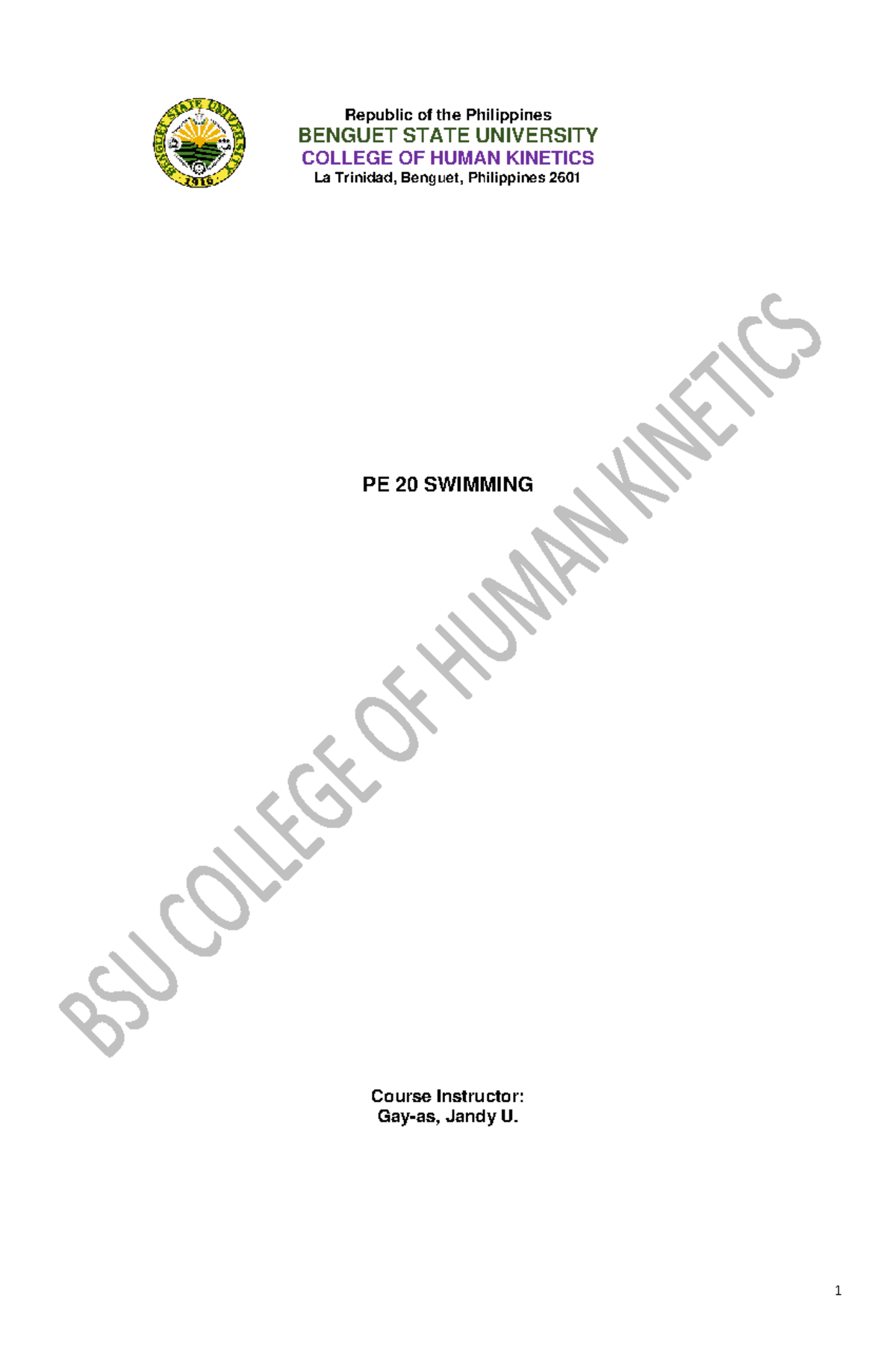 PE 20 Swimming module midyear 2022 - Republic of the Philippines ...