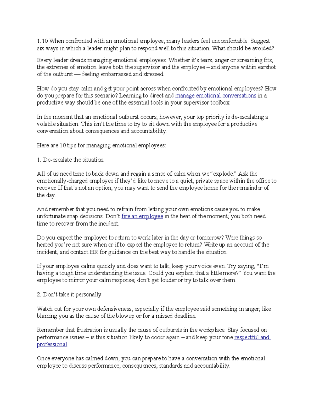 1 - All of us need time to back down and regain a sense of calm when we ...