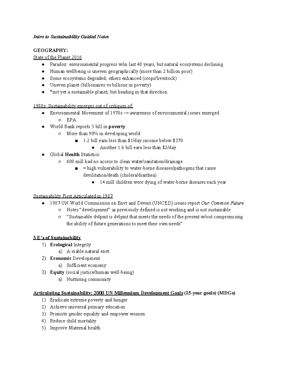 Intro to Sustainability Guided Notes - Studocu