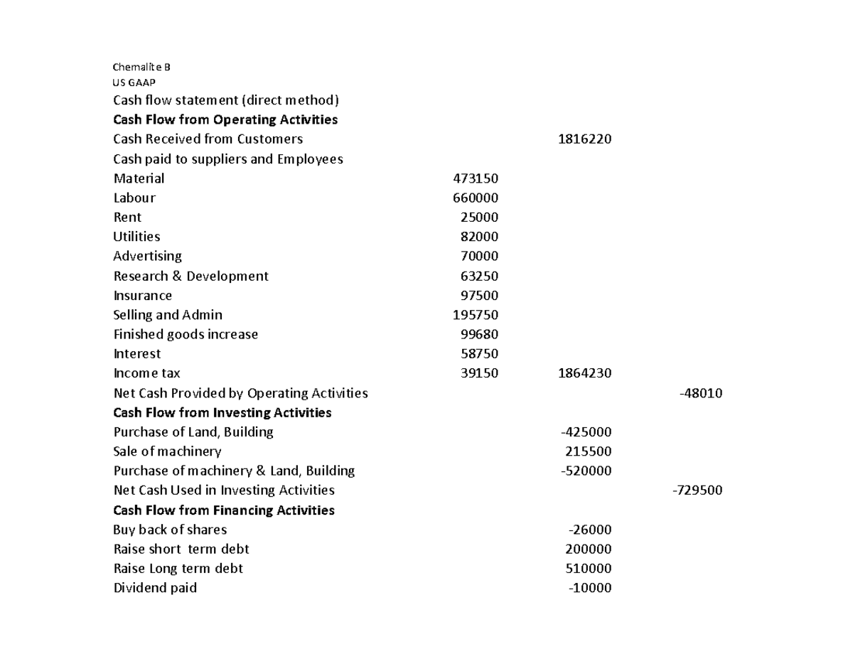 239423306-Chemalite-B - Chemalite B US GAAP Cash flow statement (direct ...