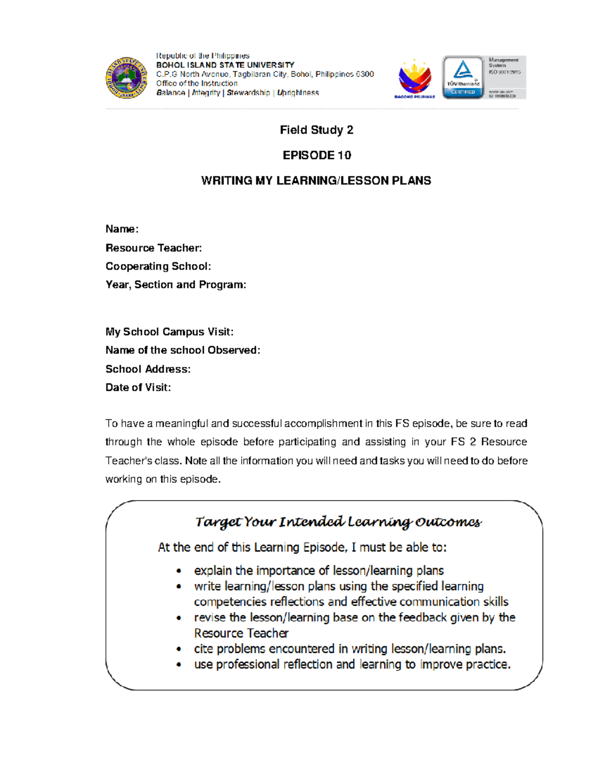 EP-10 - pls refer to this module for fs2 ep10 - Field Study 2 EPISODE 10 WRITING MY LEARNING ...