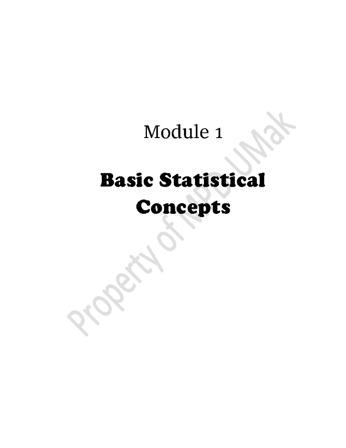 Module 1 Basic Statistical Concepts Business Module 1 Basic Statistical Concepts At The End