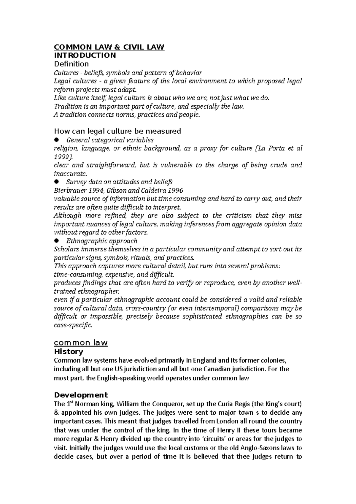 LM Notes Common& Civil LAW - COMMON LAW & CIVIL LAW INTRODUCTION ...