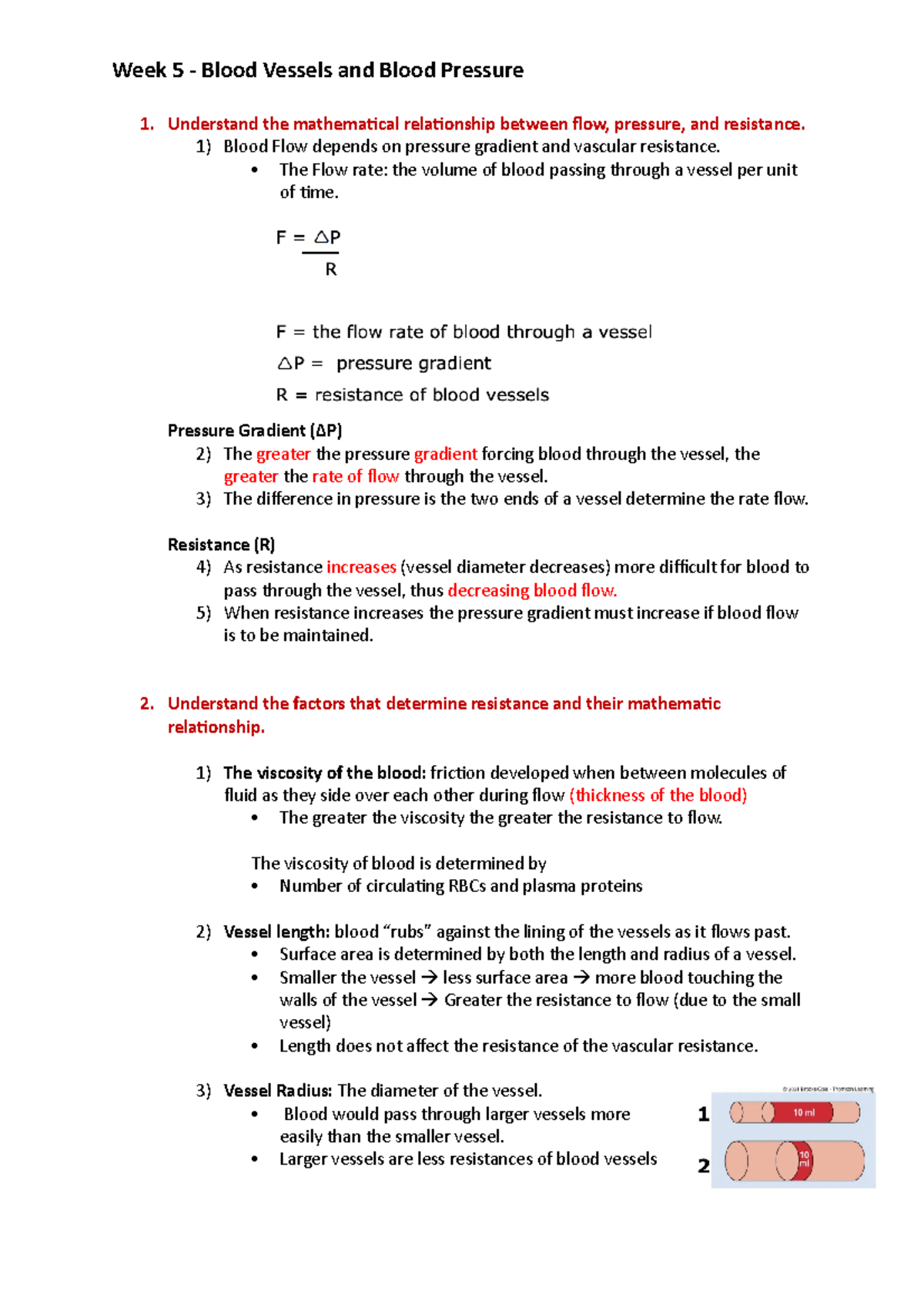 Week 5:6 - Blood Vessels and Blood Pressure - Understand the ...