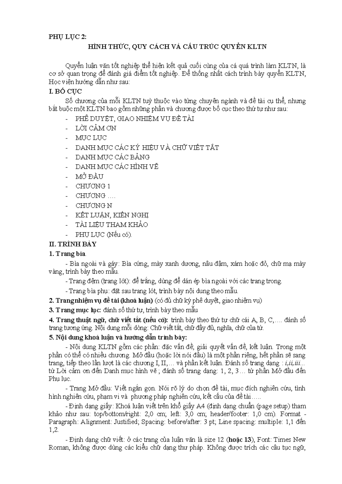 Phu-luc-2-Hinh-thuc-va-quy-cach-trình-bay-KLTN - PHỤ LỤC 2: HÌNH THỨC, QUY CÁCH VÀ CẤU TRÚC ...