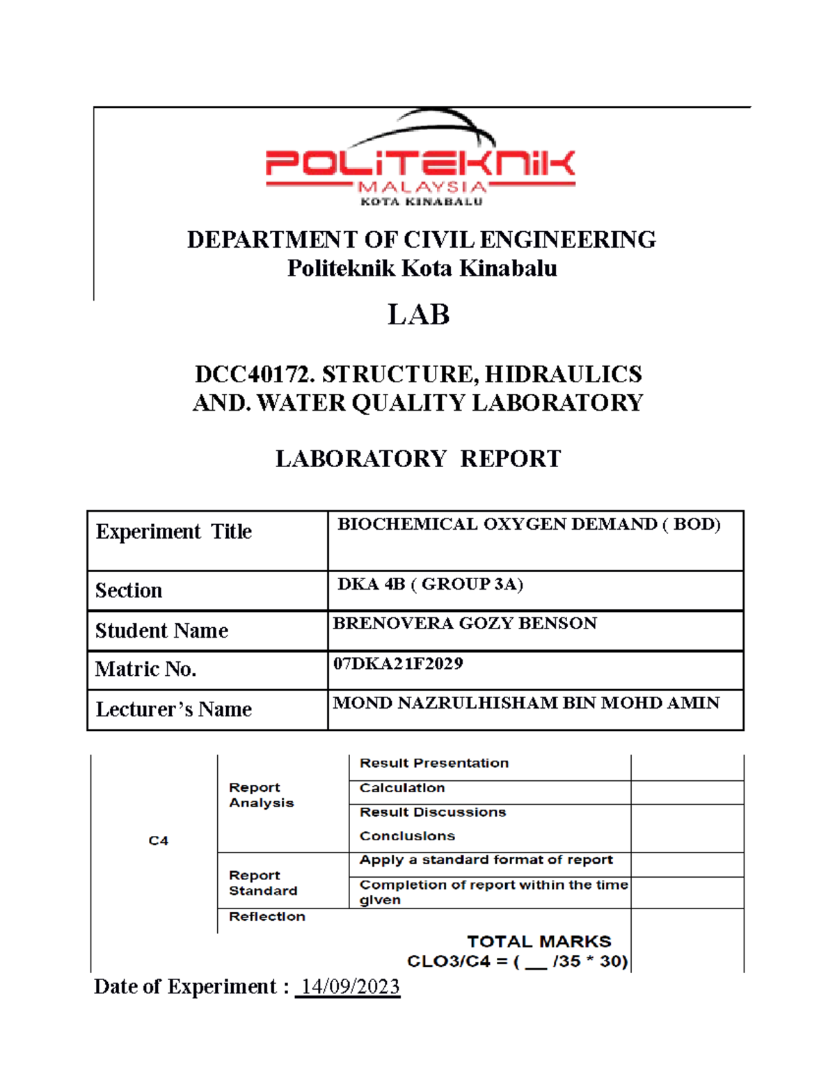 Bodtes~1 - LAB DCC40172. STRUCTURE, HIDRAULICS AND. WATER QUALITY ...
