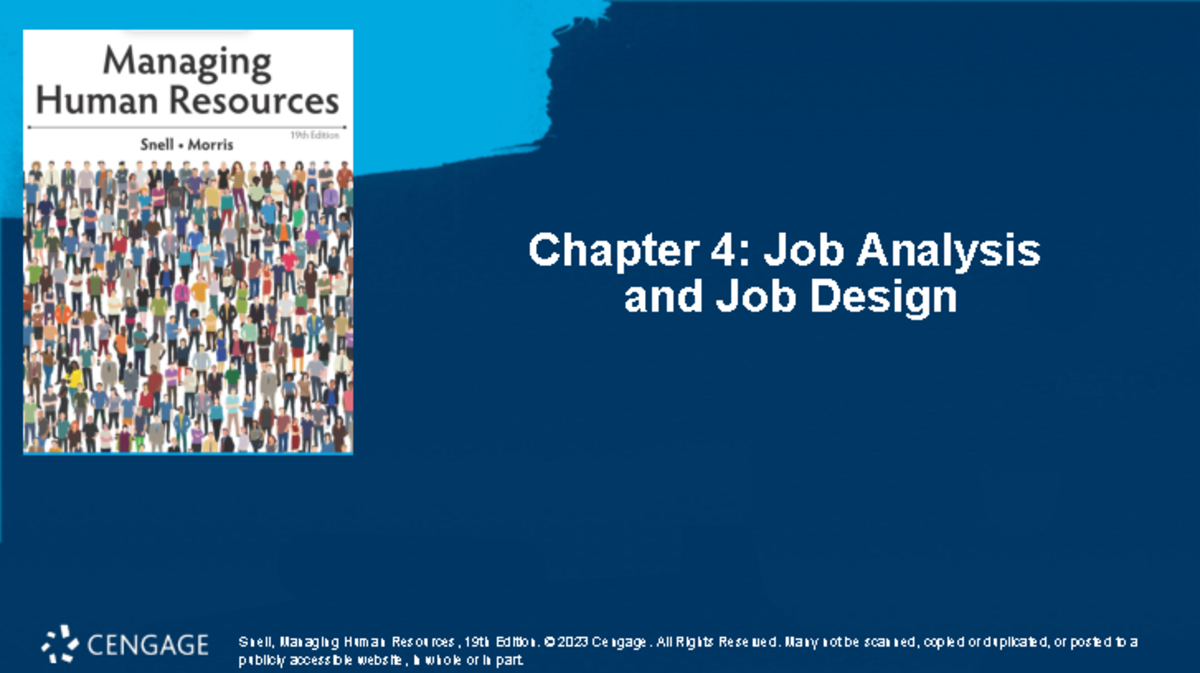 Snell Managing Human Resources 19e PPT CH04 - Chapter 4: Job Analysis and Job Design ...
