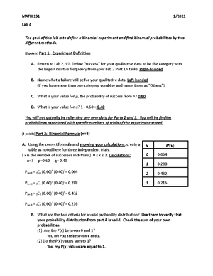 Lab 5 - lab 5 - Lab 5 The goal of this lab is to standardize data, to ...