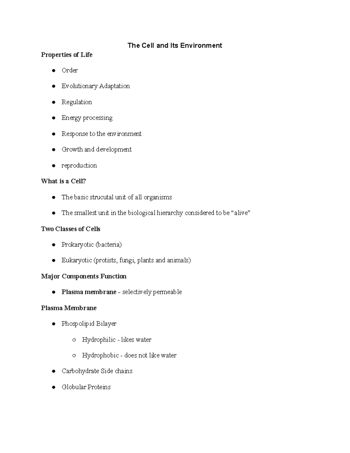 Bio 151 Lab The Cell and it environment - The Cell and Its Environment ...