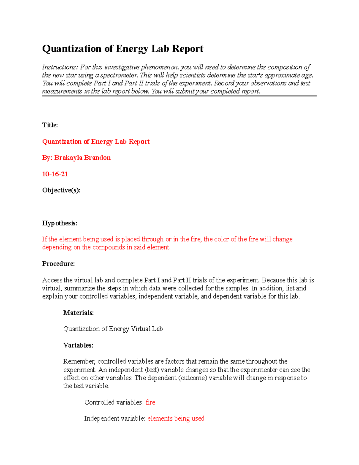 2.03 Quantization of Energy - Quantization of Energy Lab Report ...