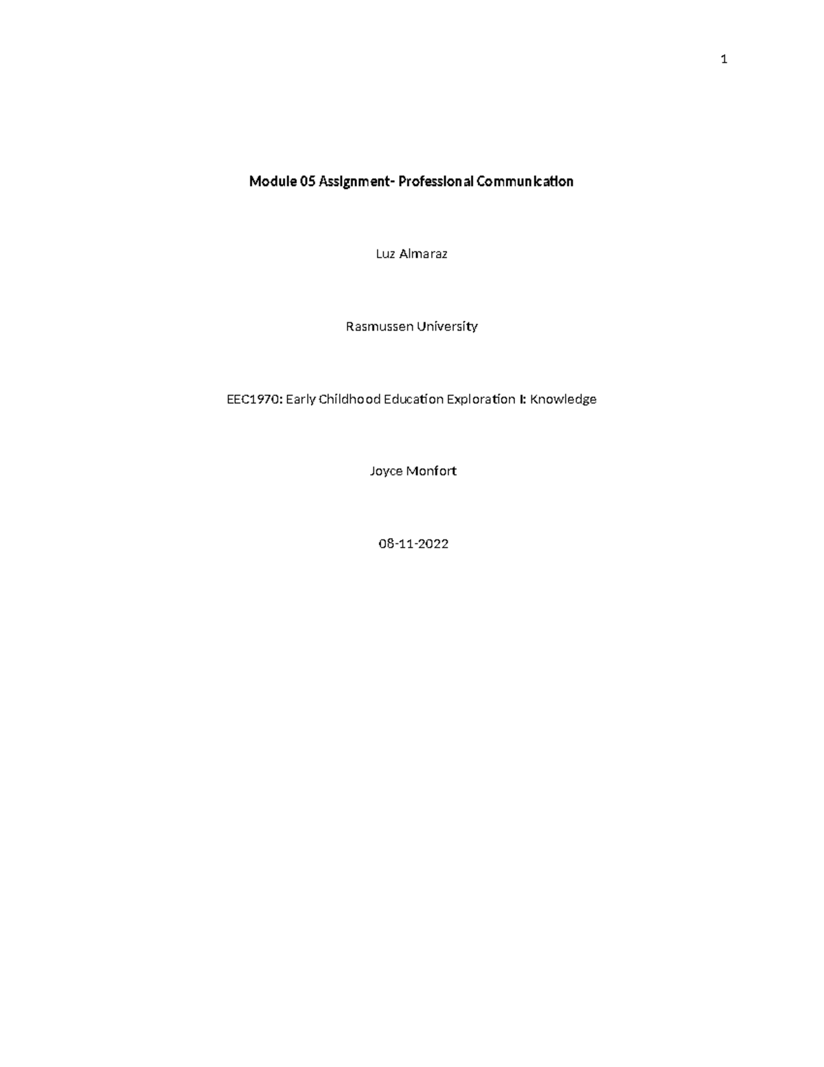 Luz Almaraz- Module 05- Professional Communication - 1 Module 05 ...
