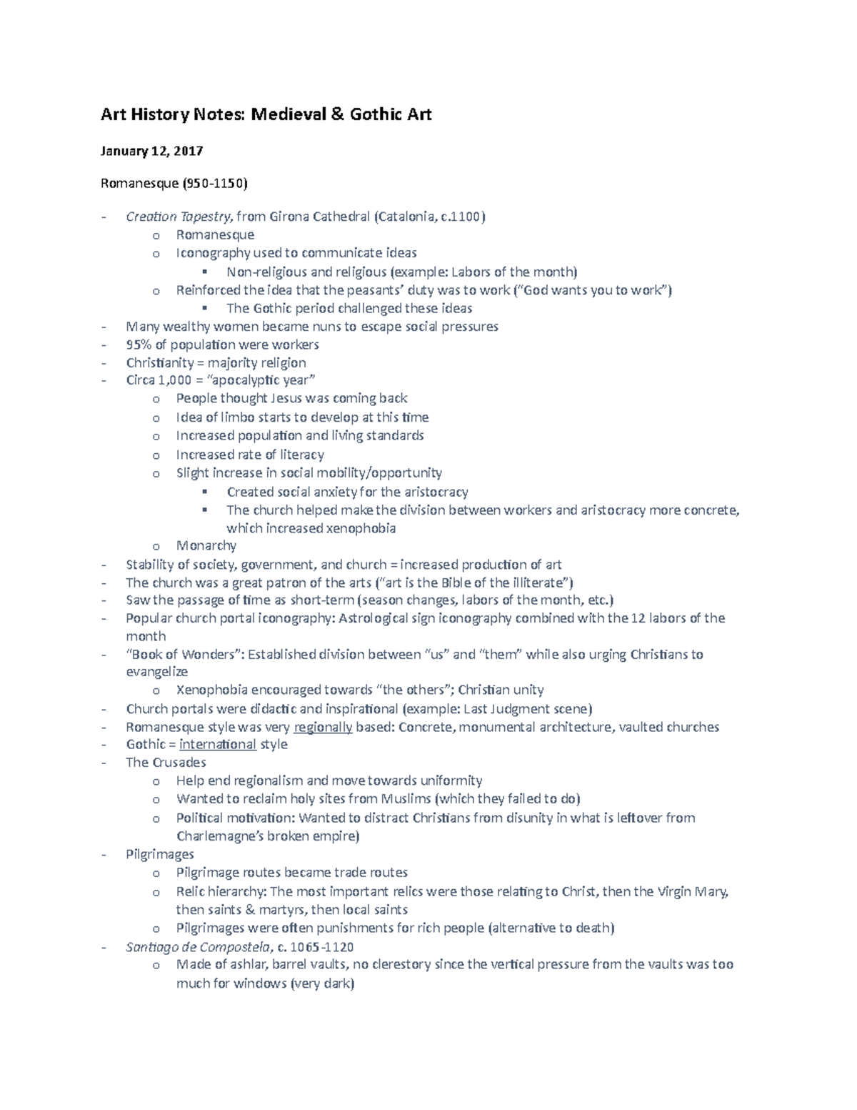 AHS-Gothic-Notes - Romanesque period, Dr. Michelle Duran - Art History ...