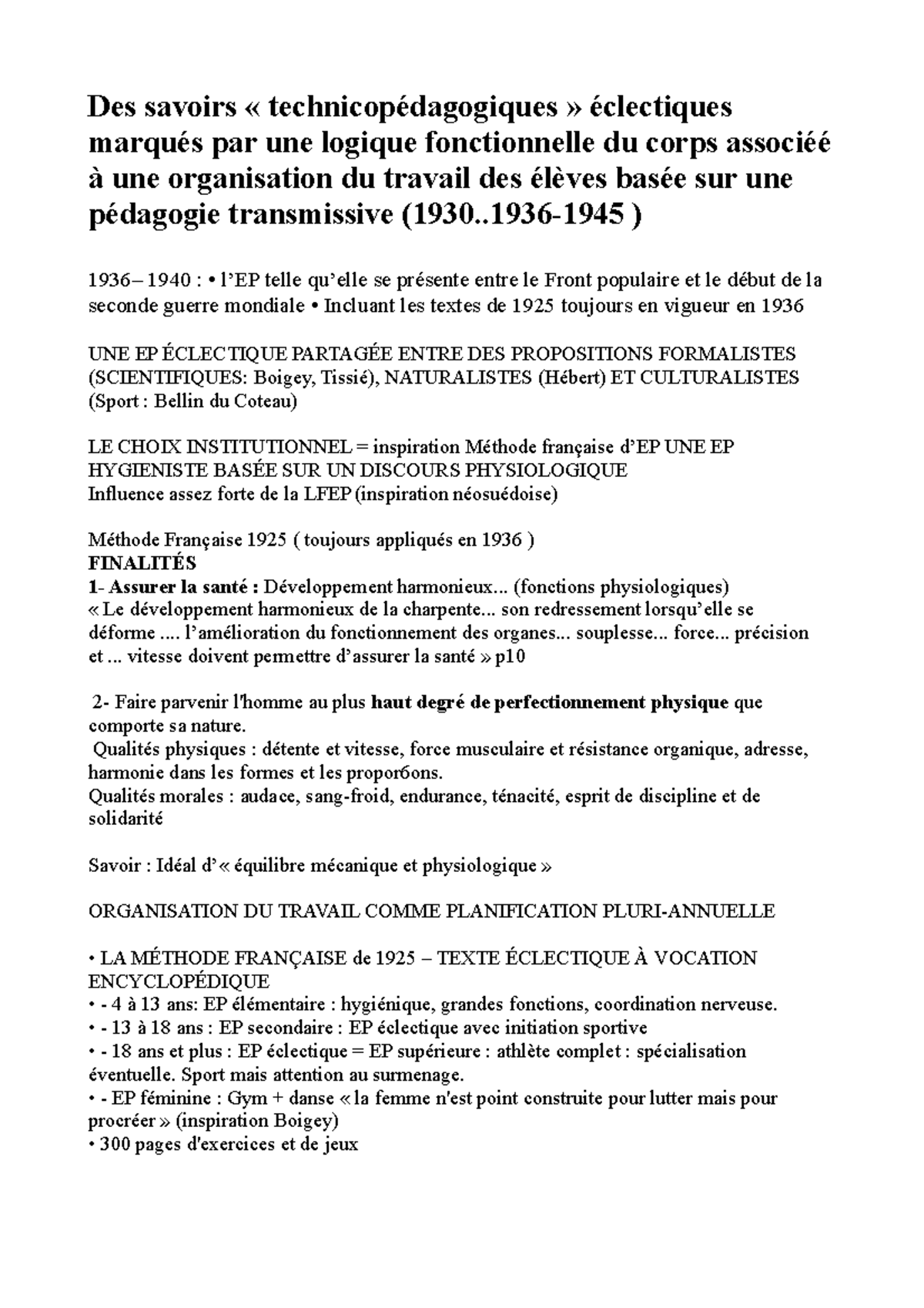 Fiche E1 EPS -40 fiche - Des savoirs « technicopédagogiques » éclectiques marqués par une ...