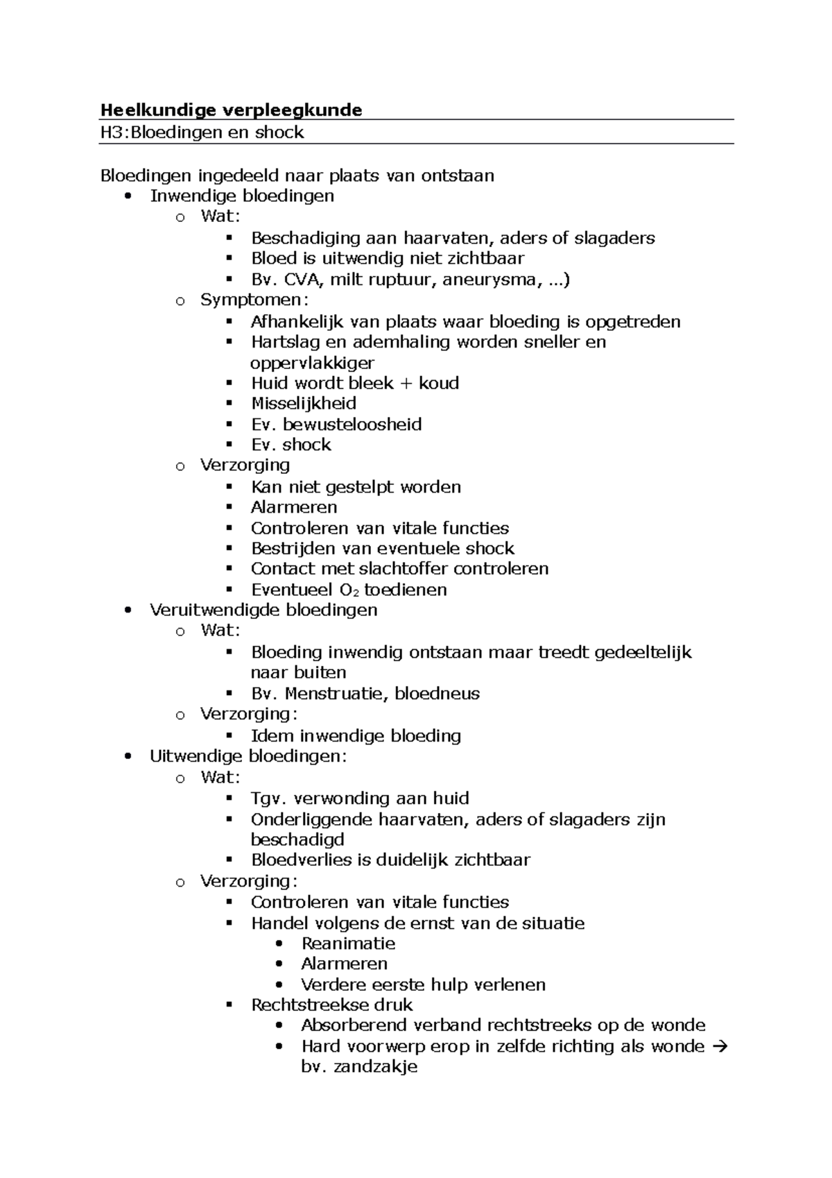 Samenvatting hoofdstuk 3-bloedingen en shock - Heelkundige ...