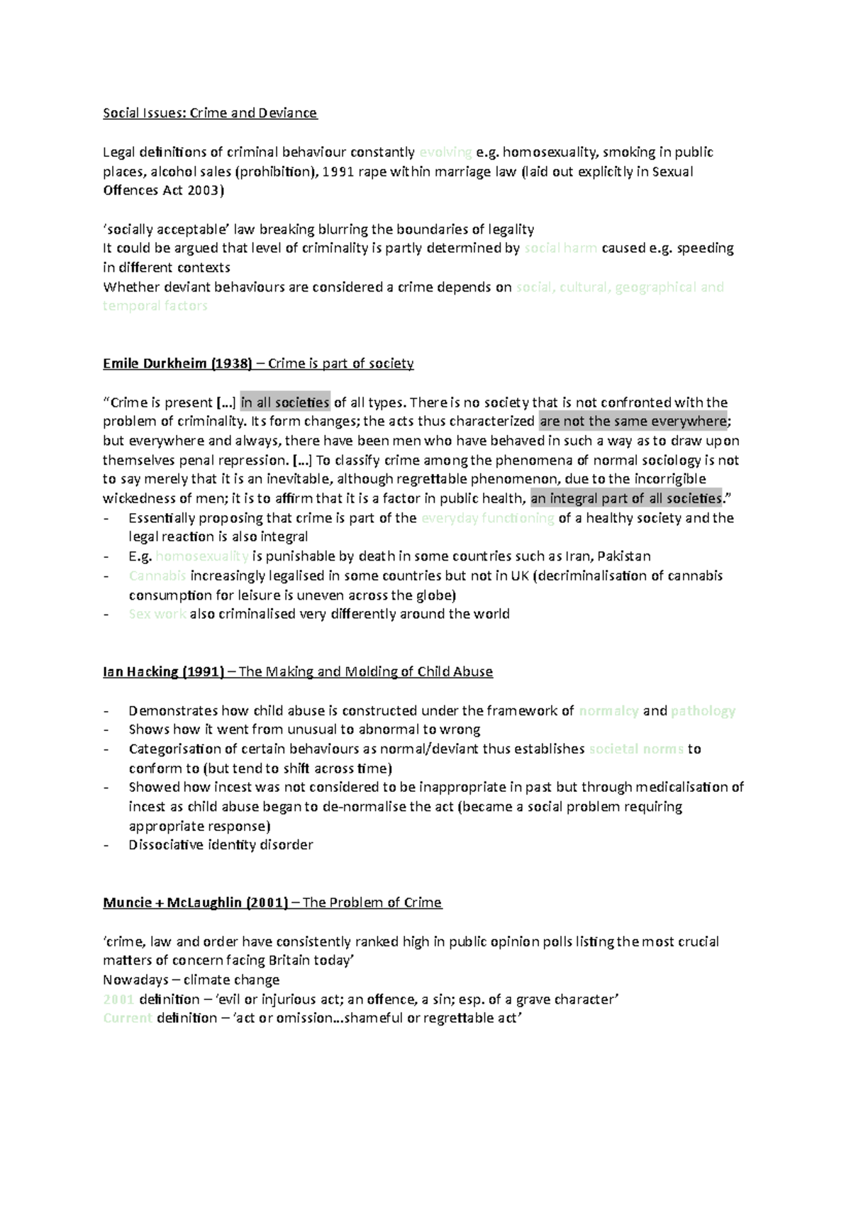 Crime and Deviance (w1) - Social Issues: Crime and Deviance Legal ...