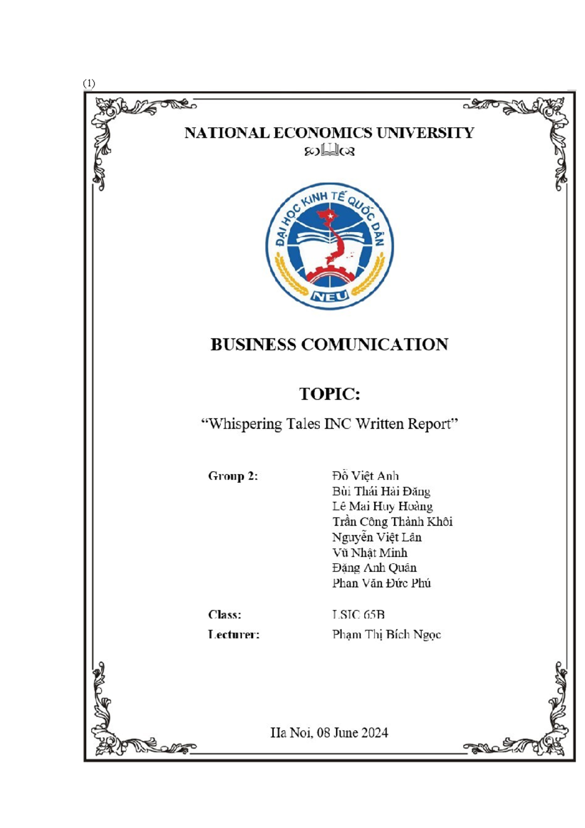 BC Group 2 Written Report 08062024 - (1) W H I S P E R I N G T A LES ...