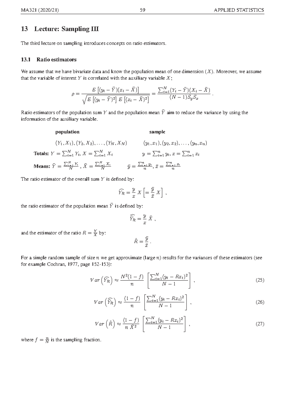 59-63 - Lecture notes lec 6 - 13 Lecture: Sampling III The third ...
