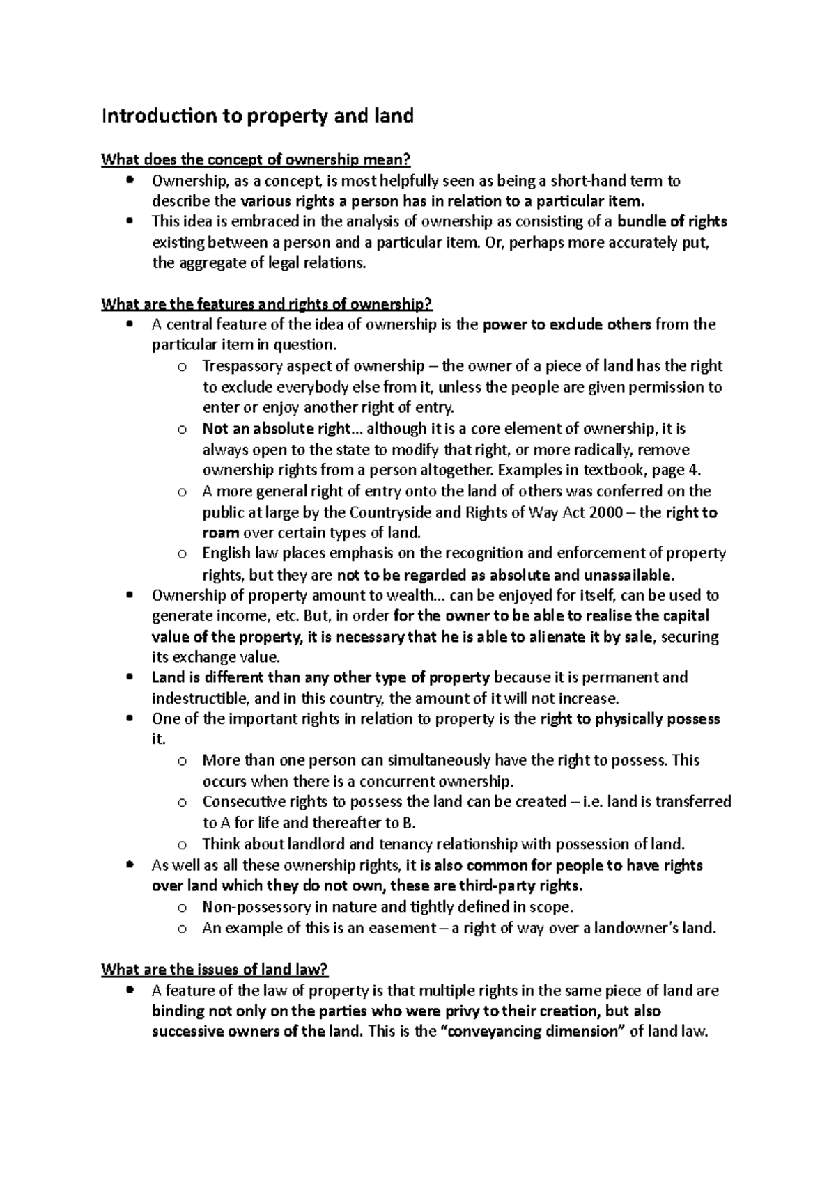 An introduction to Land Law: Chapter 1 textbook summary. - Introduction ...