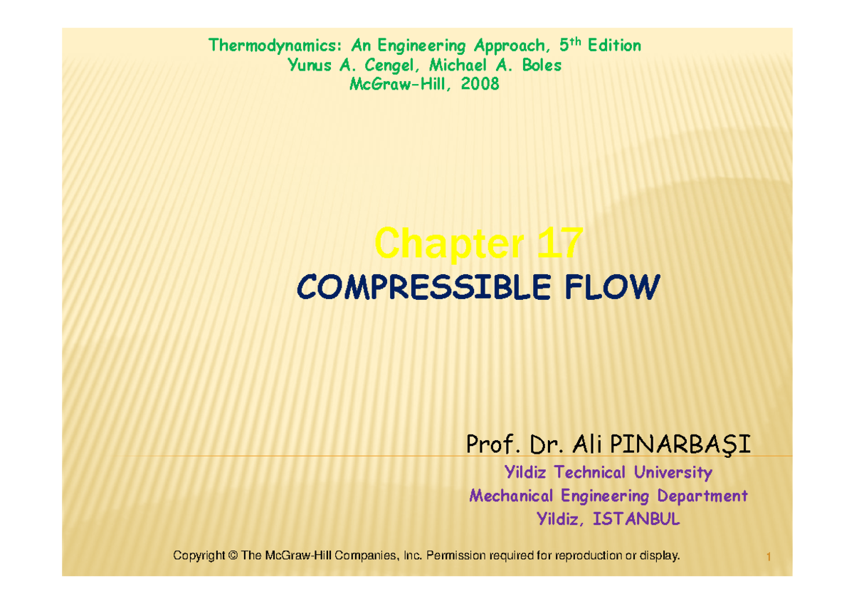 Thermo Ch17 Compressible Flow - Copyright © The - Studocu