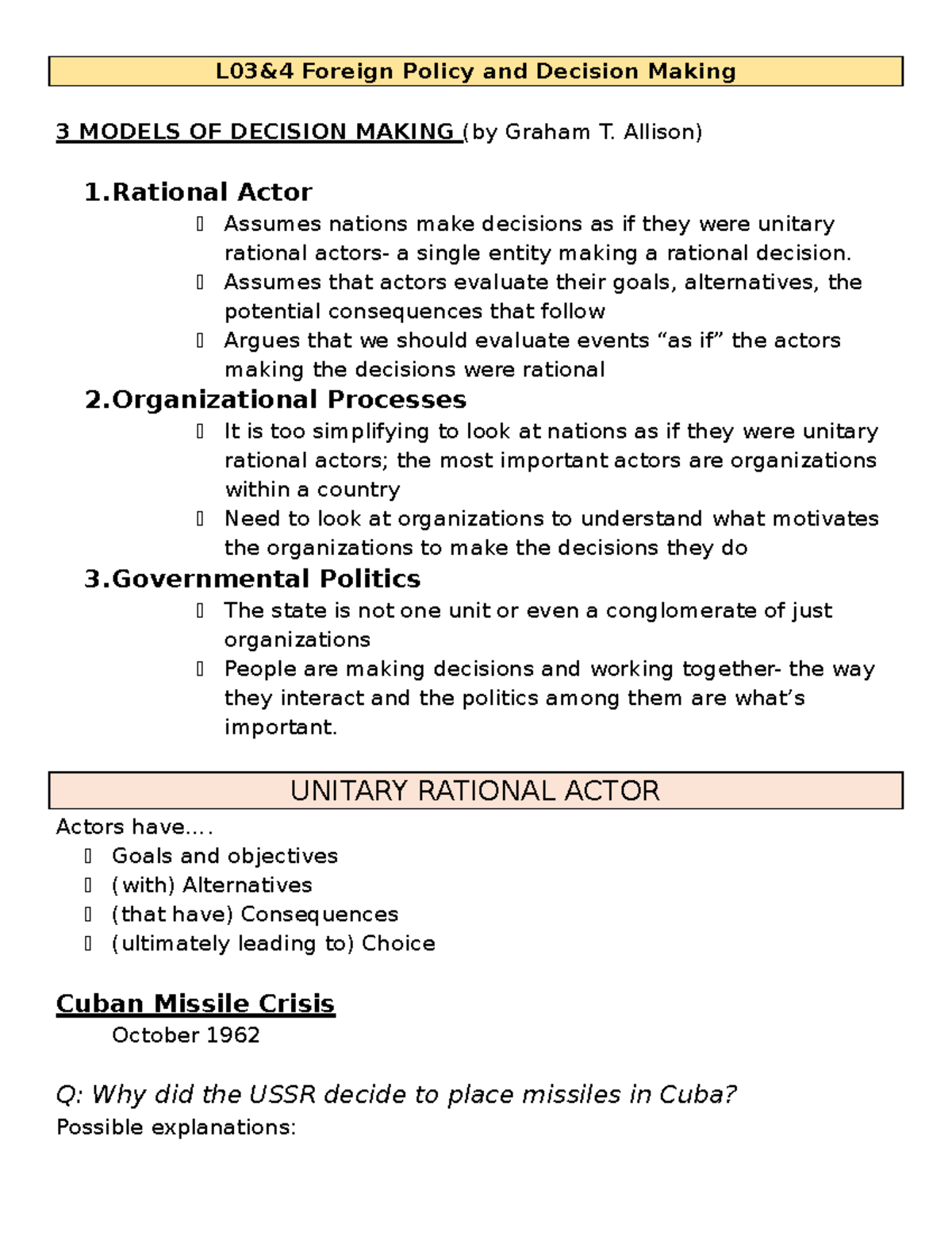 PLSC 14 L03-4 Video Lecture Notes on Foreign Policy Making - L03&4 ...