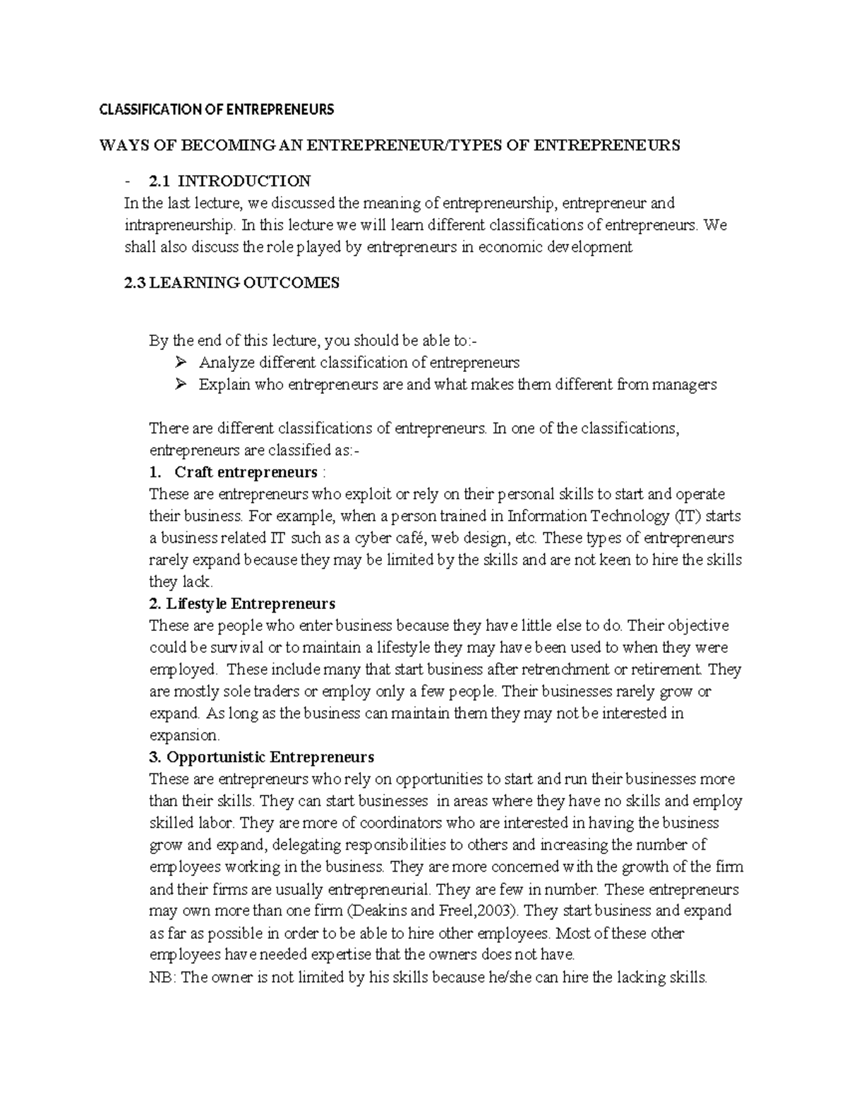 Classification OF Entrepreneurs - CLASSIFICATION OF ENTREPRENEURS WAYS ...