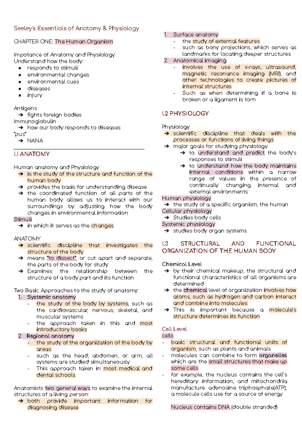 Chapter ONE The Human Organism - Seeley's Essentials of Anatomy ...
