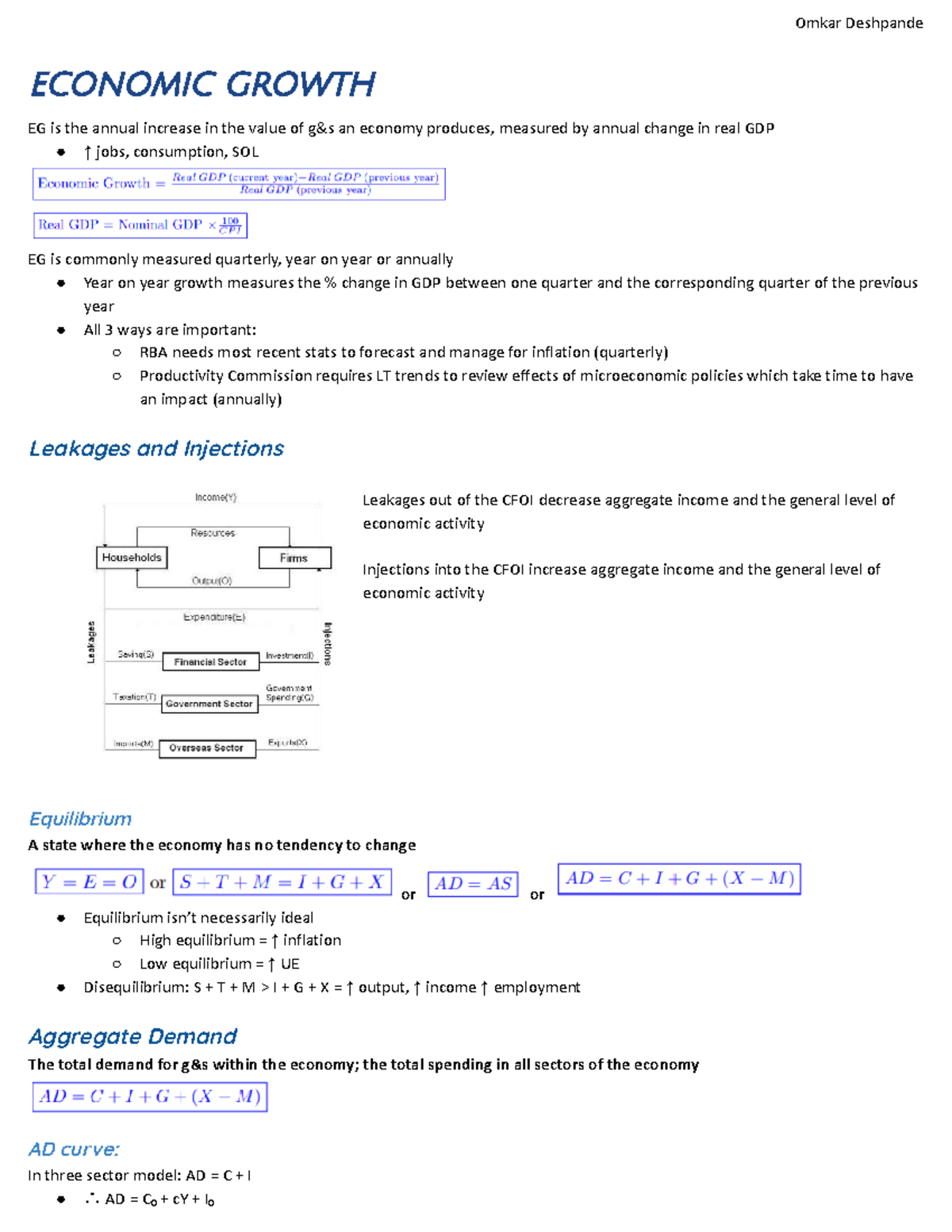 Chapter 7 - Economic Growth - ECONOMIC GROWTH EG is the annual increase ...